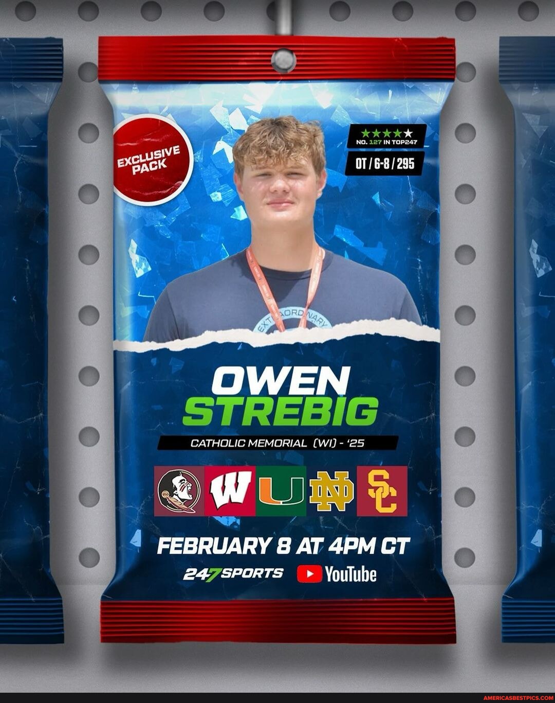 Waukesha (Wisc.) Catholic Memorial 2025 offensive tackle Owen Strebig ...