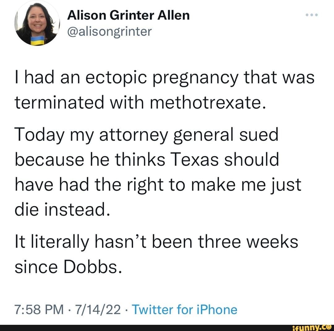 Grinter @alisongrinter Allen I had an ectopic pregnancy that was ...