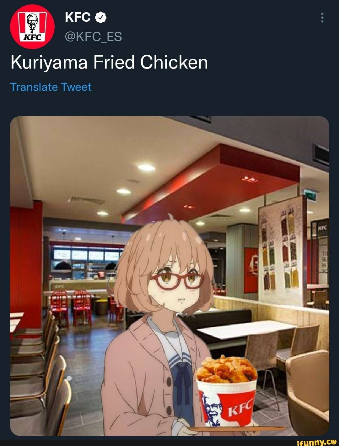 _ES KFC KFC @KFC Kuriyama Fried Chicken Translate Tweet - iFunny