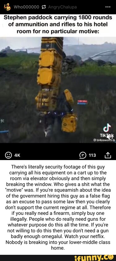 Stephen paddock carrying 1800 rounds of ammunition and rifles to his ...