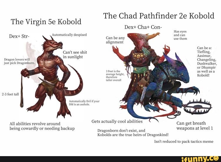 The Chad Pathfinder Kobold The Virgin Se Kobold Dex+ Chat Con- Has eyes ...