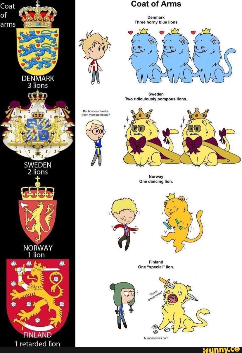 Coat of Arms Denmark Three horny blue lions of arms DENMARK lions ...