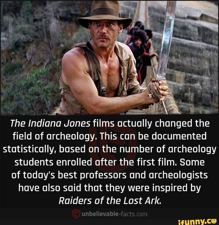The indiana Jones films actually changed the field of archeology. This ...