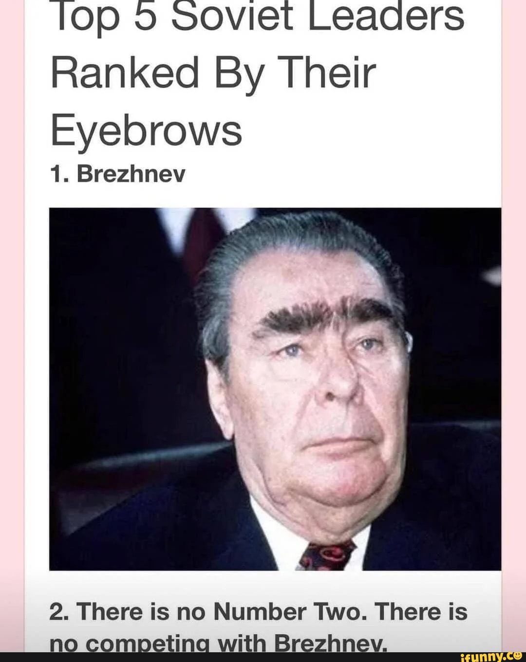 O soviet Leaders Ranked By Their Eyebrows 1. Brezhnev 2. There is no ...