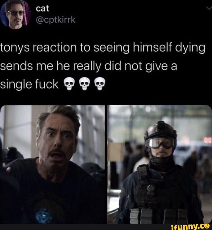 Cat @cptkirrk tonys reaction to seeing himself dying sends me he really ...