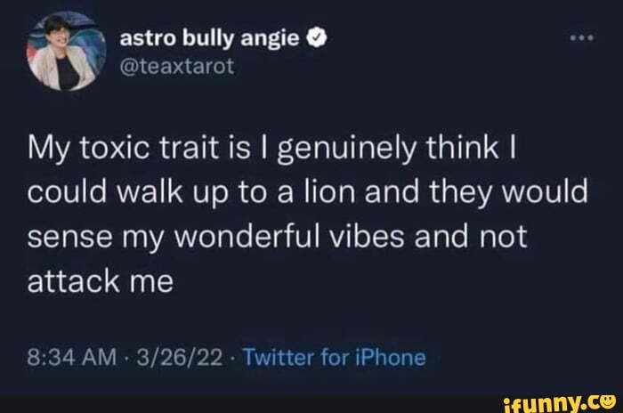 Astro bully angie @ My toxic trait is I genuinely think I could walk up ...