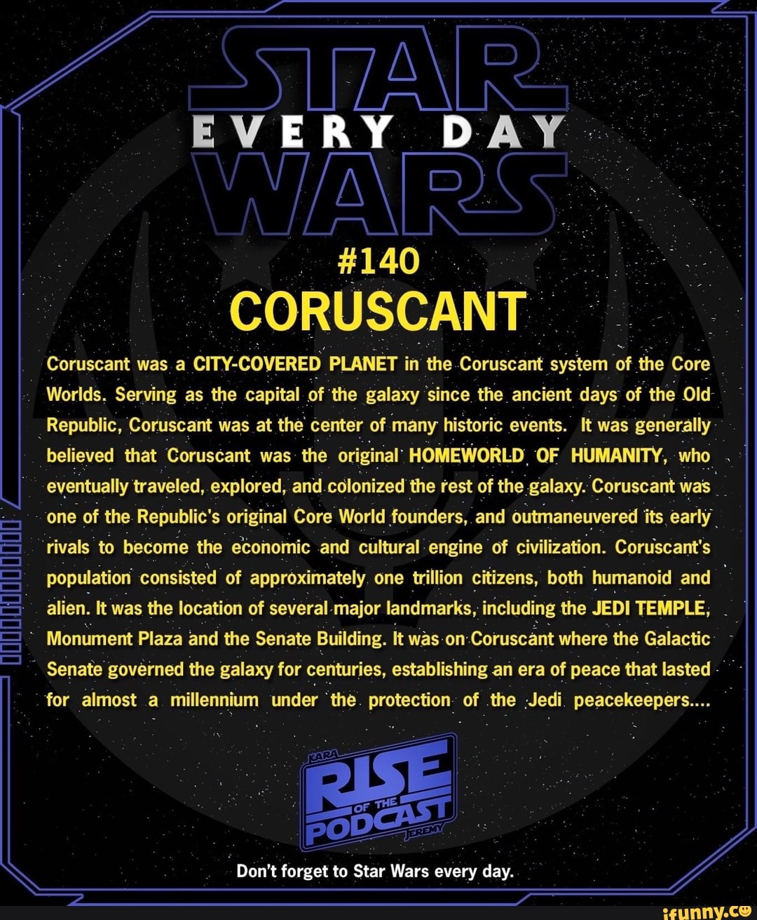 'CORUSCANT Coruscant was a CITY- COVERED PLANET in the. Coruscant ...