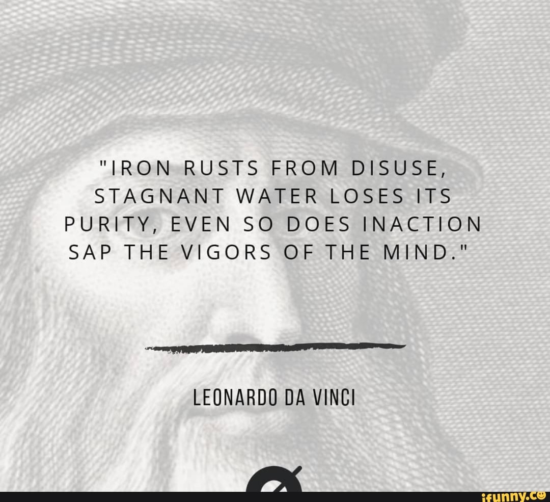 "IRON RUSTS FROM DISUSE, STAGNANT WATER LOSES ITS PURITY, EVEN SO DOES ...