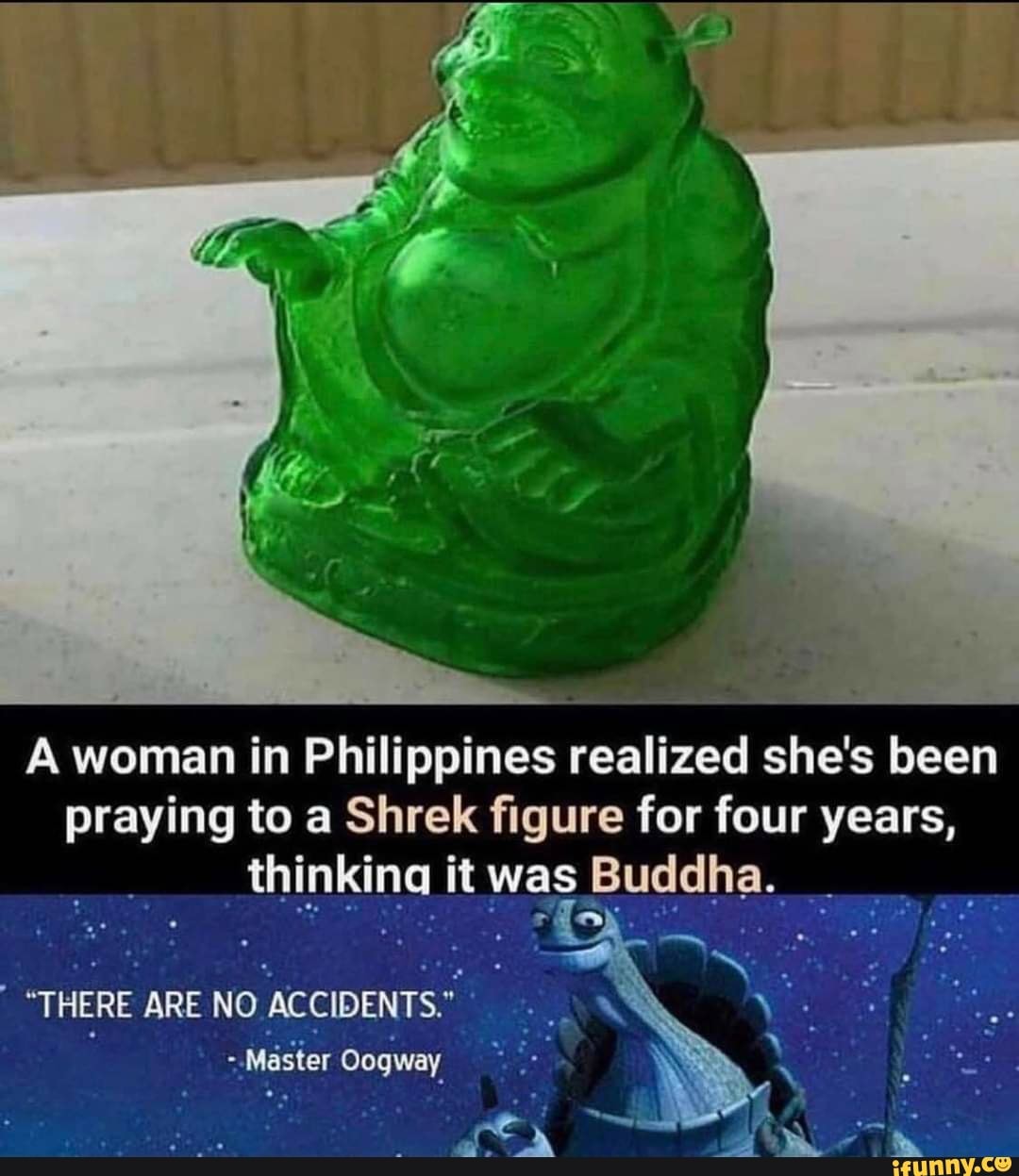 A woman in Philippines realized she's been praying to a Shrek figure ...