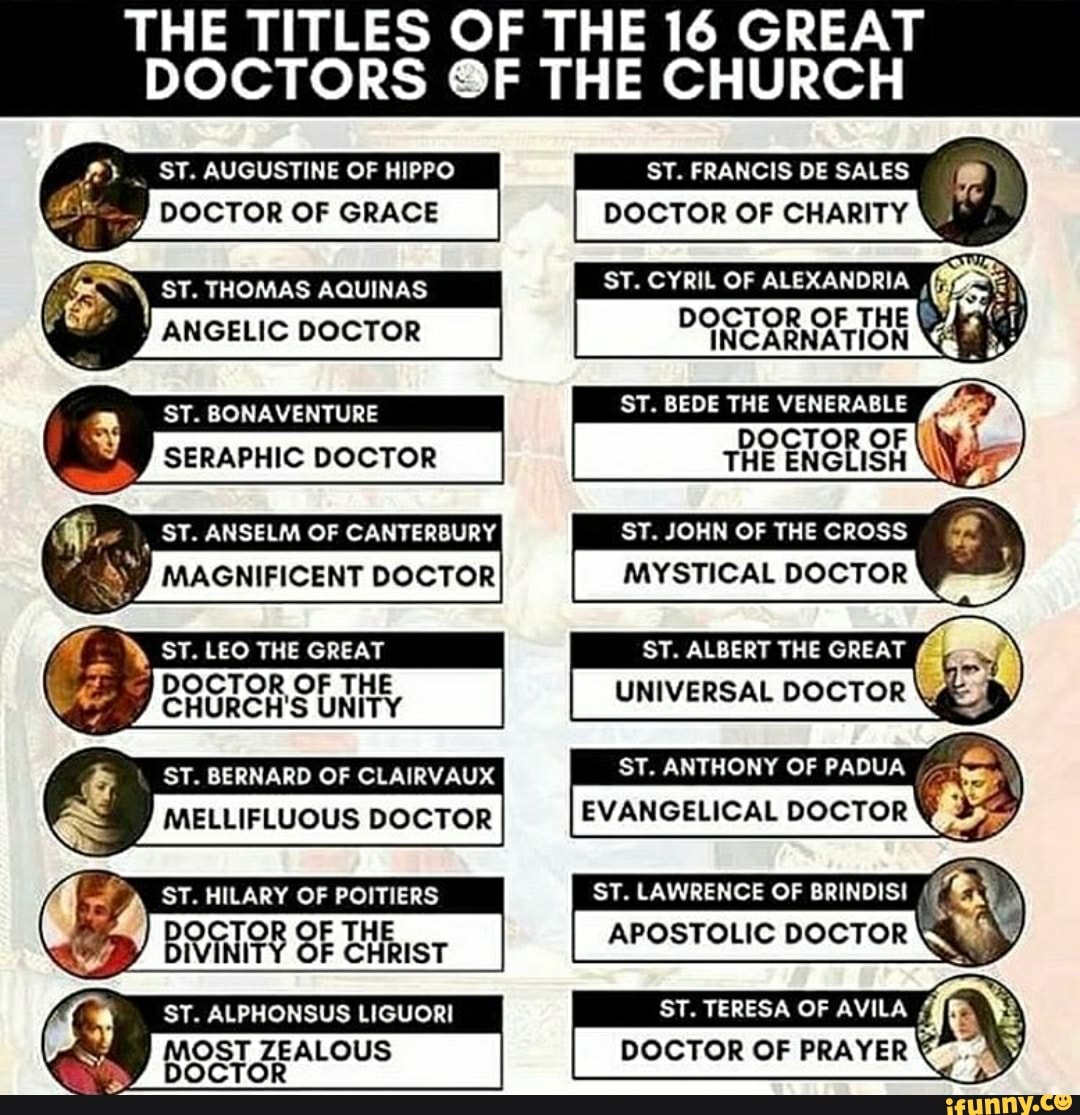 THE TITLES OF THE 16 GREAT DOCTORS @F THE CHURCH ST. AUGUSTINE OF HIPPO ...