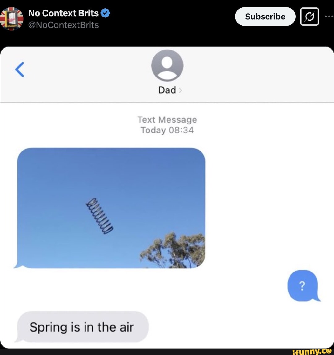 Ac No Context Brits Dad Text Message Today Spring is in the air - iFunny