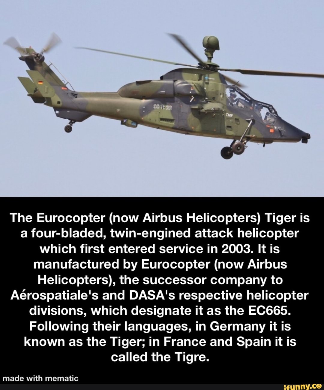 The Eurocopter (now Airbus Helicopters) Tiger is a four-bladed, twin ...