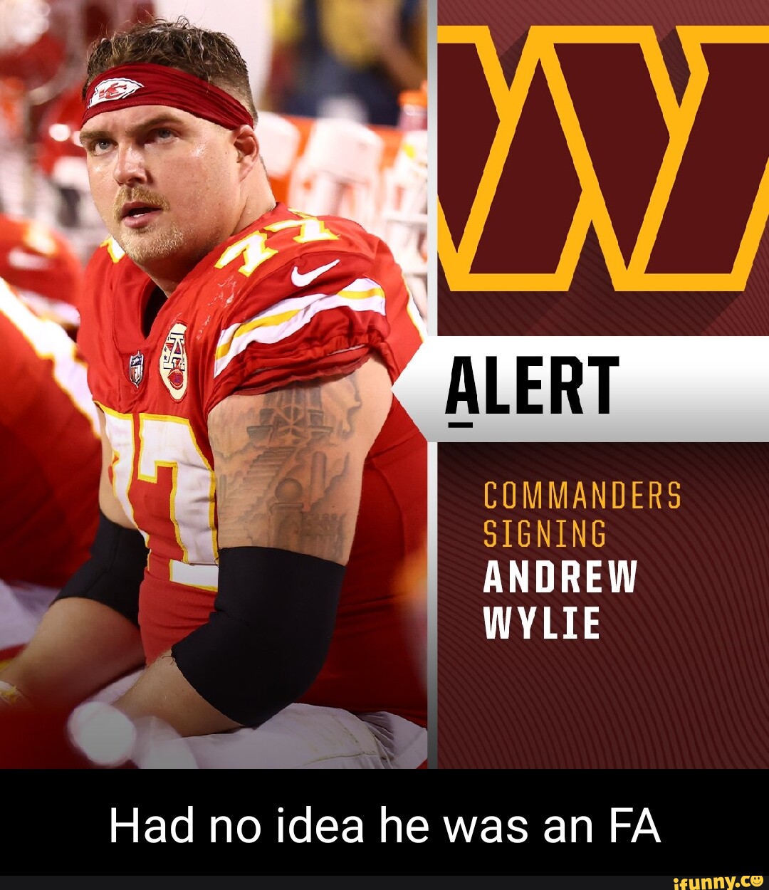 COMMANDERS SIGNING ANDREW WYLIE Had no idea he was an FA - iFunny