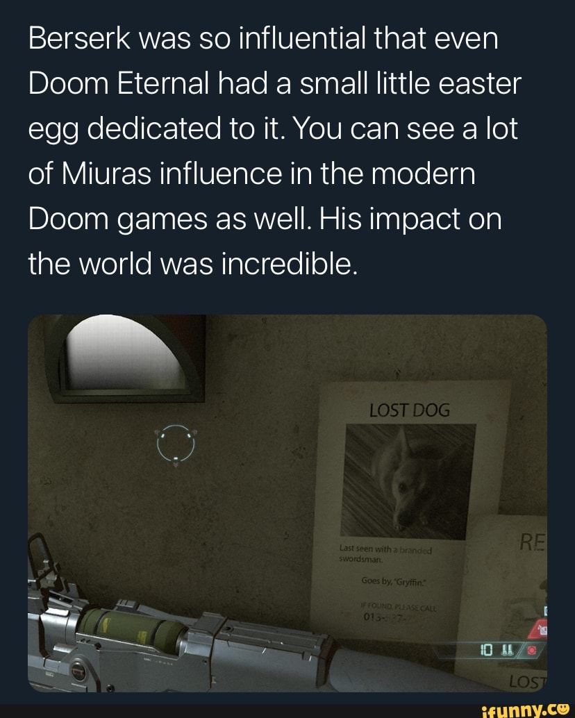 Berserk was so influential that even Doom Eternal had a small little ...