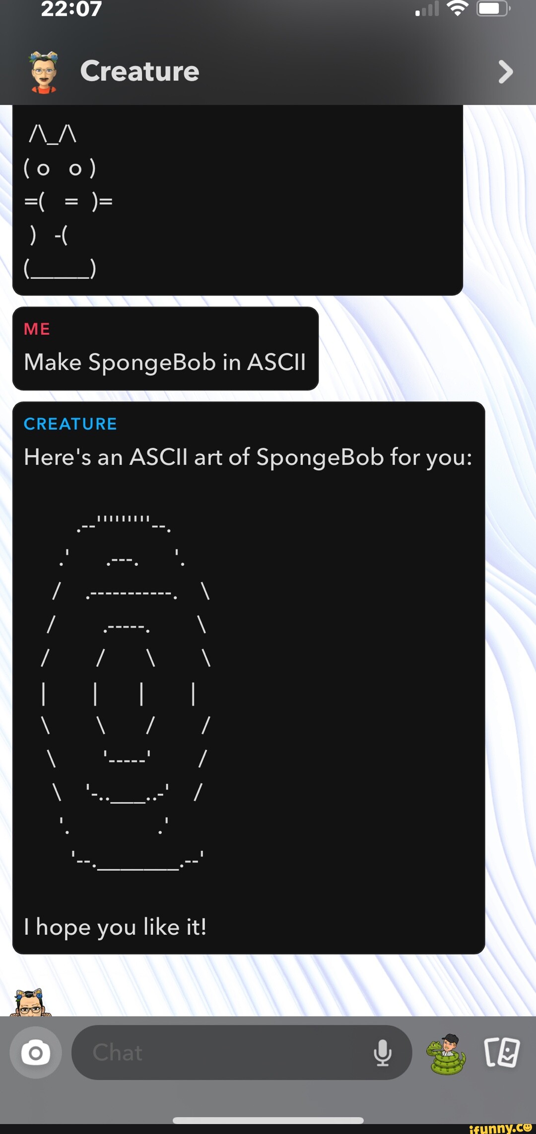 All Creature > ME Make SpongeBob in ASCII CREATURE Here's an ASCII art ...