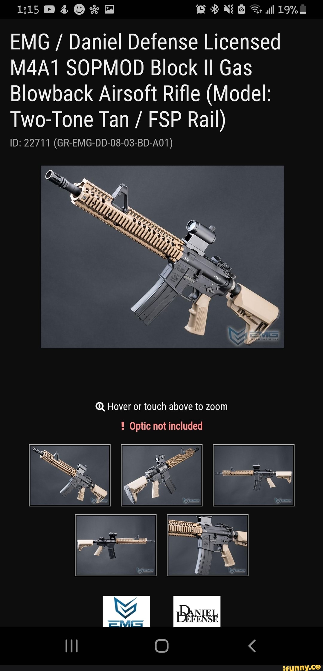 Ul @ ll EMG / Daniel Defense Licensed M4A1 SOPMOD Block Il Gas Blowback ...