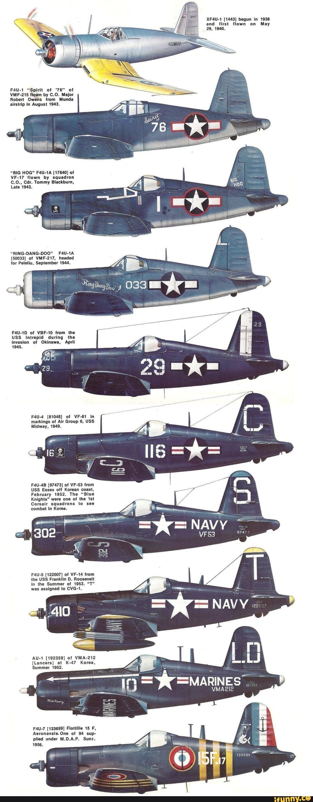XF4U-1 [1443] begun in 1938 and first flown on May 29, 1940. F4U-1 ...