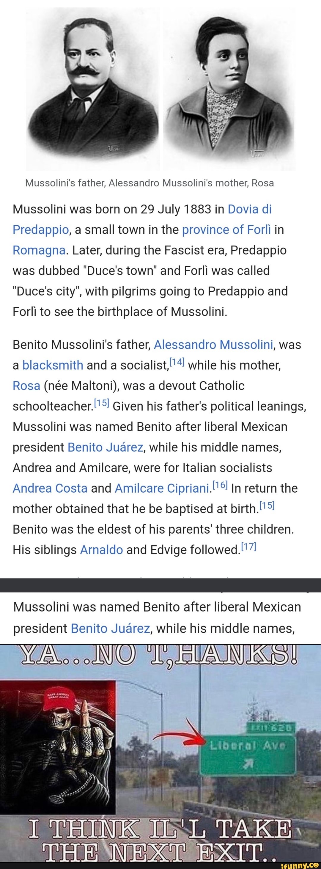 Mussolini's father, Alessandro Mussolini's mother, Rosa Mussolini was ...