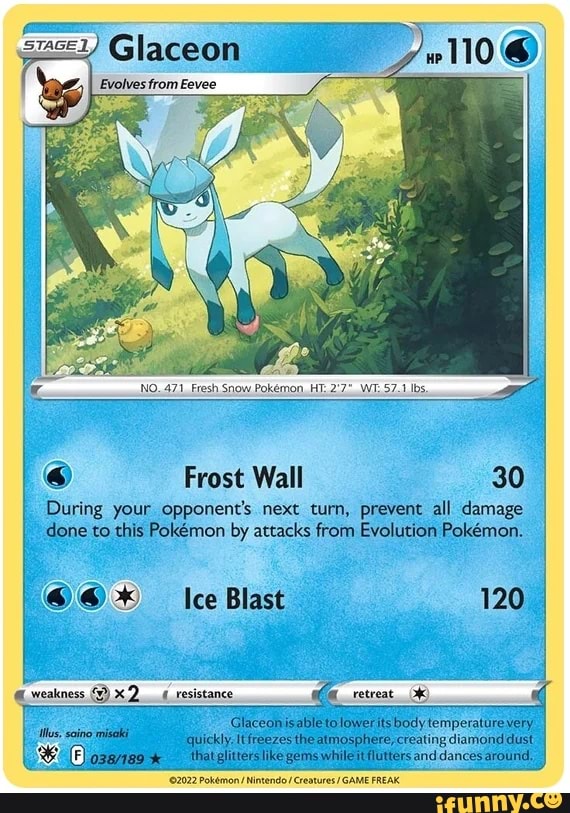 Glaceon Evolves from Eevee I Frost Wall 30 I During your opponent's ...