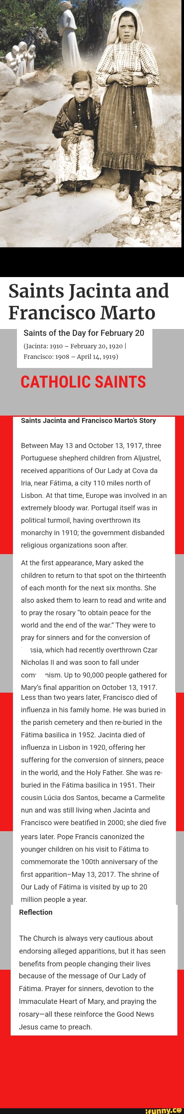 Saints Jacinta and Francisco Marto Saints of the Day for February 20 ...