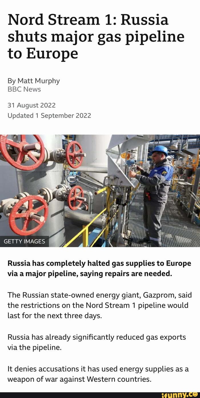 Nora Stream 1: Russia shuts major gas pipeline to Europe By Matt Murphy ...