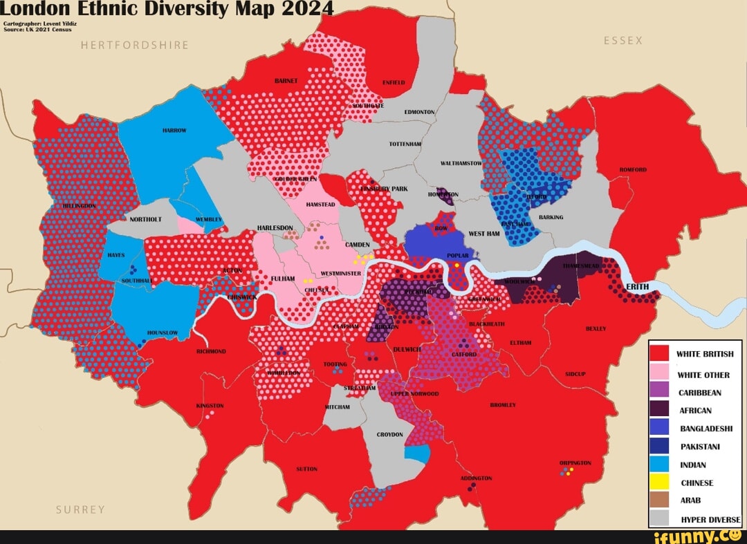 London Ethnic Diversity Map 2024 WHITE BRITISH WHITE OTHER CARIBBEAN ...