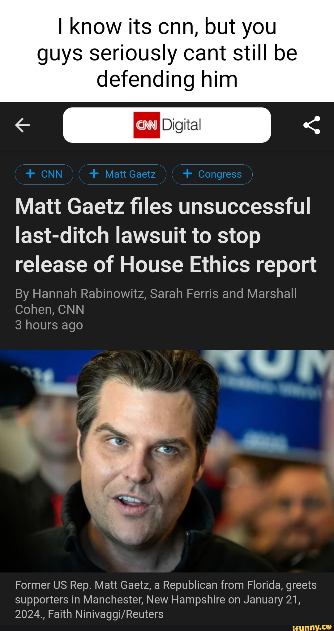 I know its cnn, but you guys seriously cant still be defending him ...