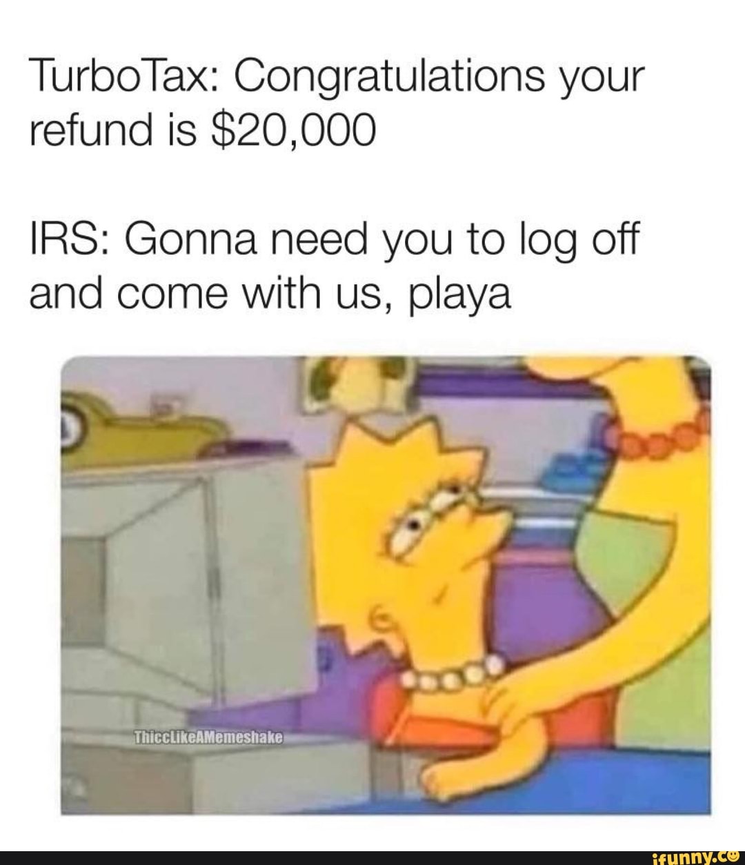 TurboTax: Congratulations your refund is $20,000 IRS: Gonna need you to ...