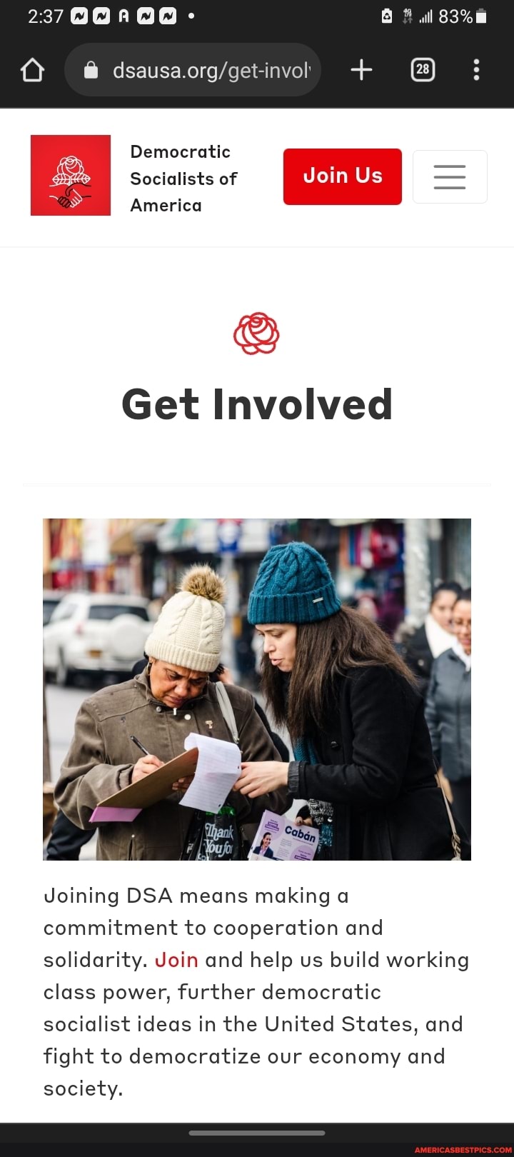 83% invol Democratic Socialists of America Ss Get Involved Joining DSA ...