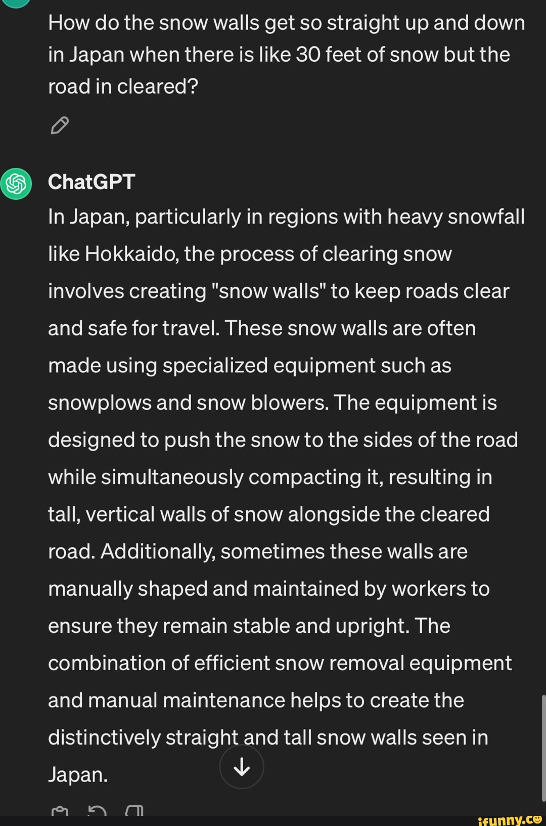How do the snow walls get so straight up and down in Japan when there ...