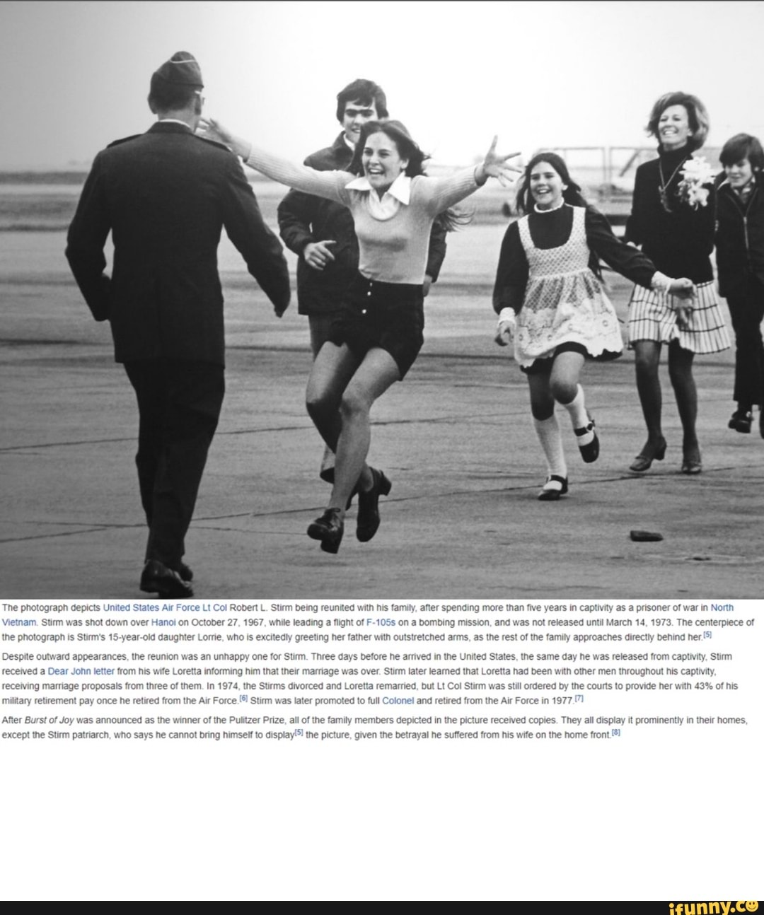 The photograph depicts U States Air Force Lt Col Robert L. Stirm being ...