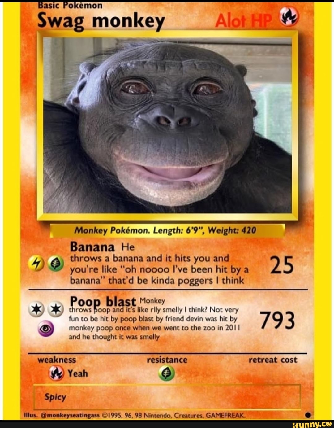 Asic Pokemon Swag monkey Monkey Pokemon. Length: 69", Weight: 420 ...