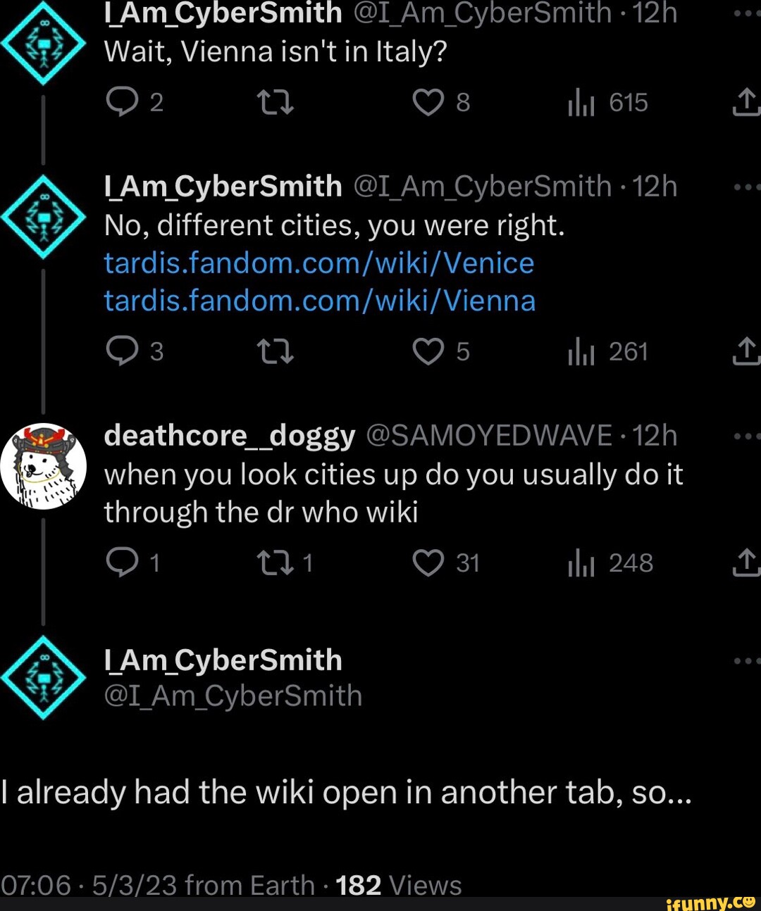 XX Wait, Vienna isn't LAmCyberSmith in Italy? Am_CyberSmith 615 261 LAm ...