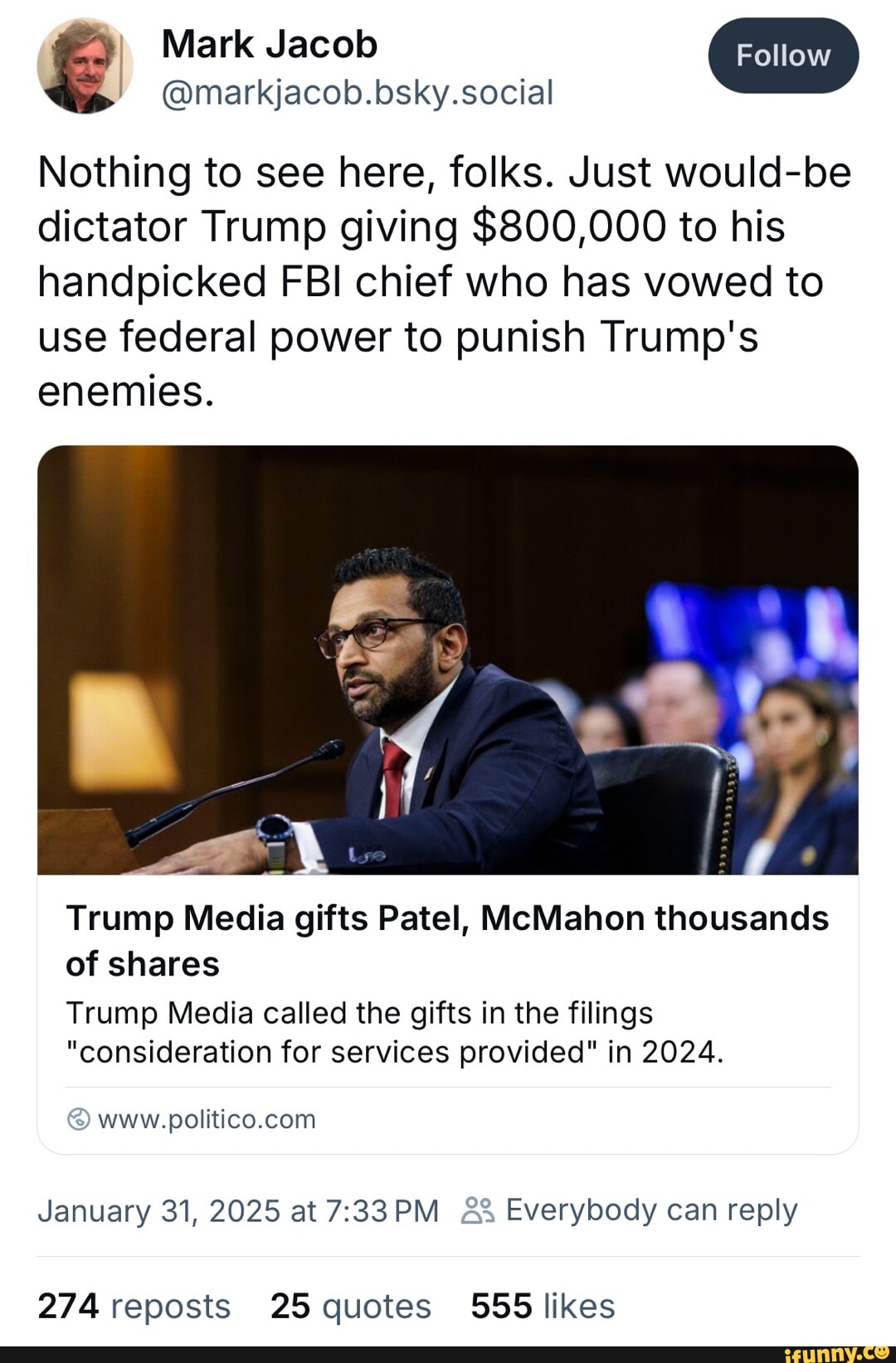 Mark Jacob @markjacob.bsky.social Nothing to see here, folks. Just ...