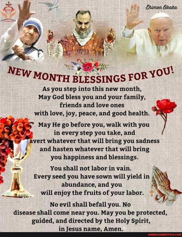 NEW MONTH BLESSINGS FOR As you step into this new month, May God bless ...