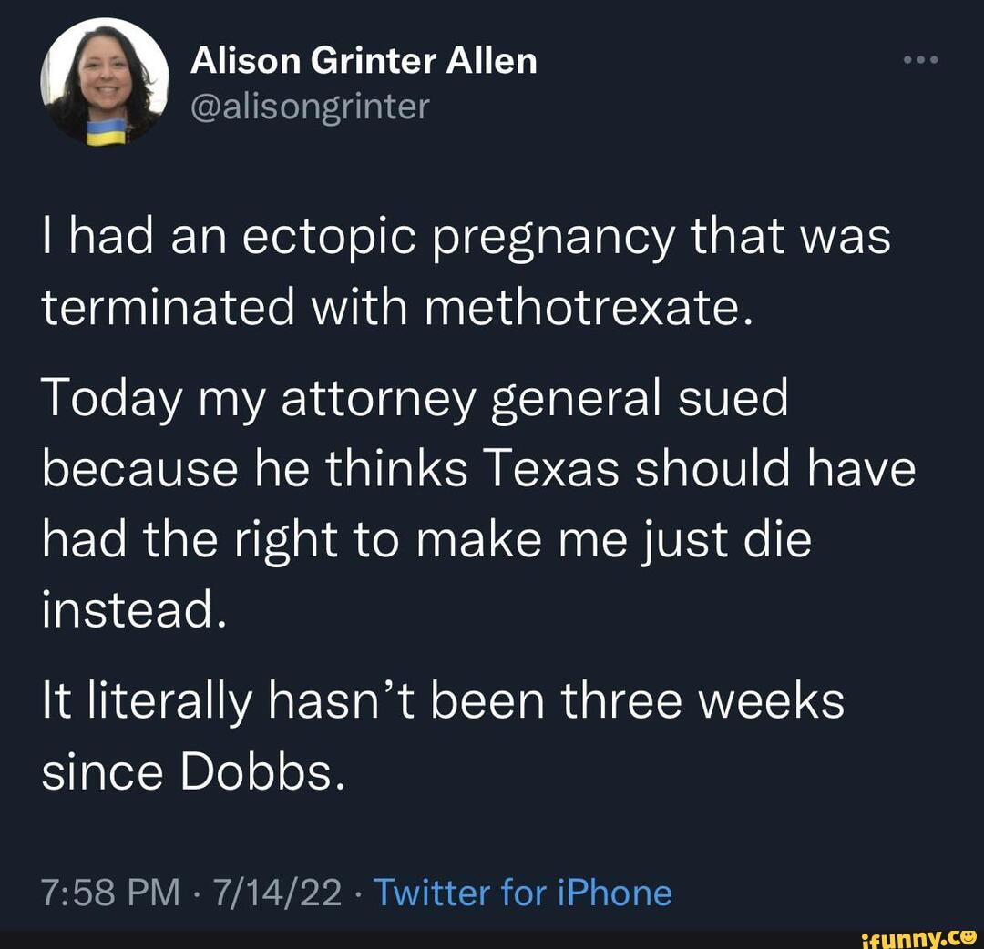 Alison Grinter Allen @alisongrinter I had an ectopic pregnancy that was ...