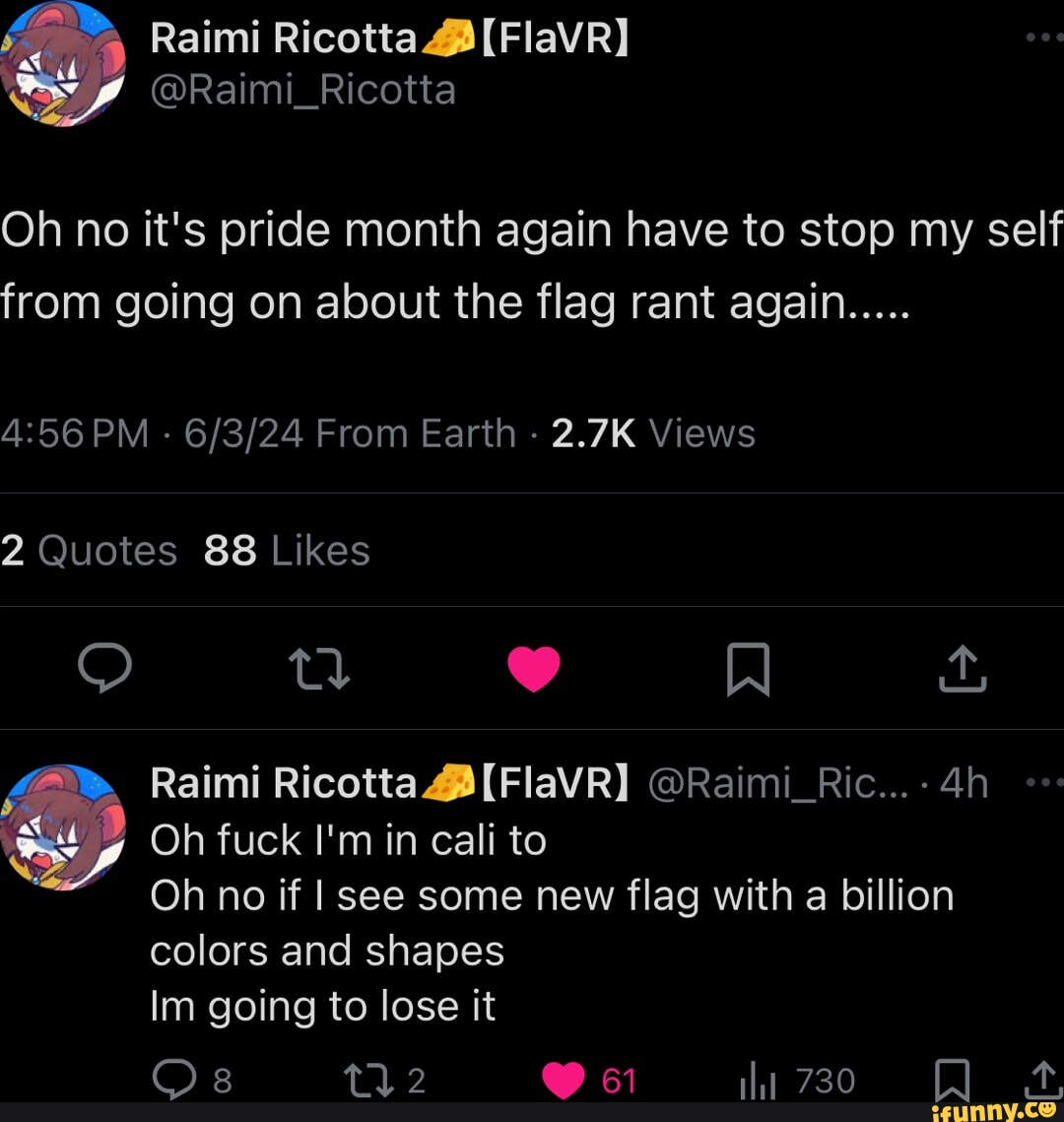 Raimi Ricotta @Raim Ricotta Oh no it's pride month again have to stop ...