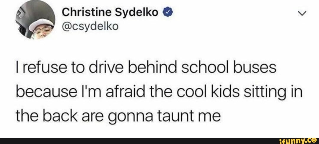 Christine Sydelko @ I refuse to drive behind school buses because I'm ...