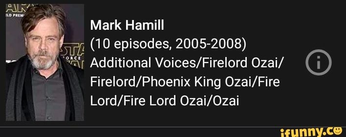 Mark Hamill SÁ (10 episodes, 2005-2008) "Set Additional Voices/Firelord ...