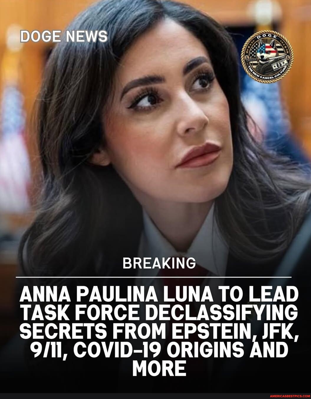 DOGE NEWS BREAKING ANNA PAULINA LUNA TO LEAD TASK FORCE DECLASSIFYING ...