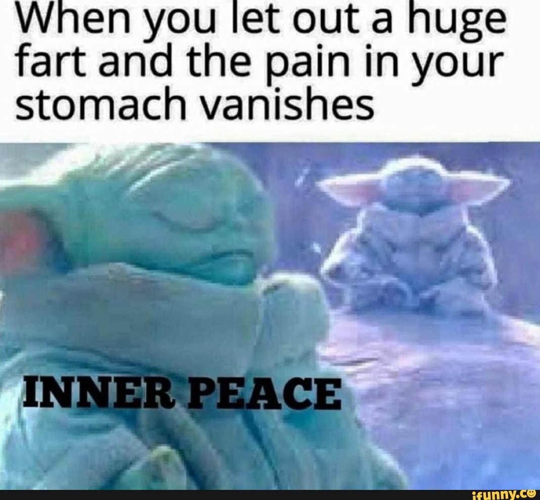 En you let out a huge fart and the pain in your stomach vanishes - iFunny