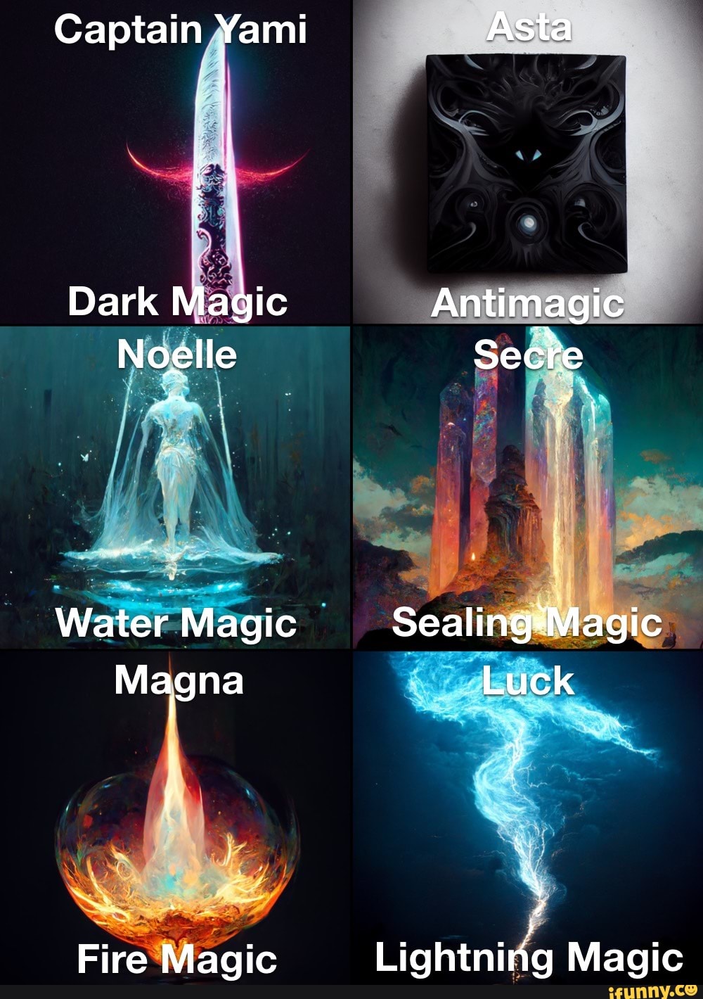 Captain Yami Dark Magic Noelle as Water Magic na I Fire Magic Asta ...