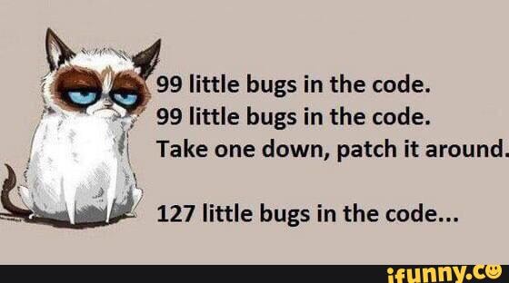 Little bugs in the code. 99 little bugs in the code. Take one down, patch it around. 127 little ...