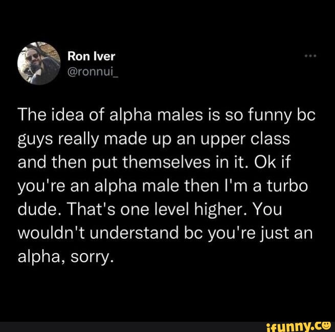 Ron Iver @ronnui_ The idea of alpha males is so funny be guys really ...