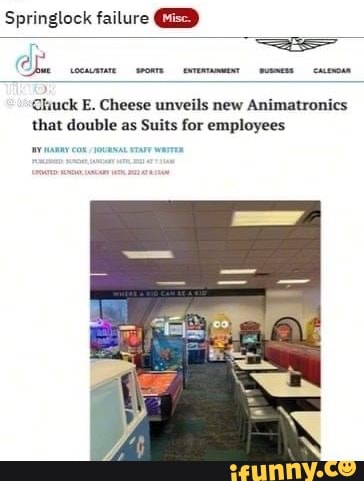 Springlock failure 'Chuck E. Cheese unveils new Animatronics that ...