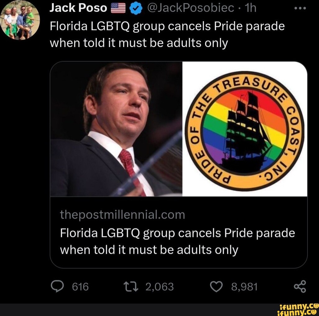 Jack Poso @JackPosobiec th Florida LGBTQ group cancels Pride parade ...