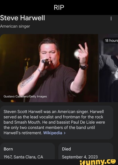 RIP Steve Harwell American singer 18 hour: Gustavo Images Steven Scott ...