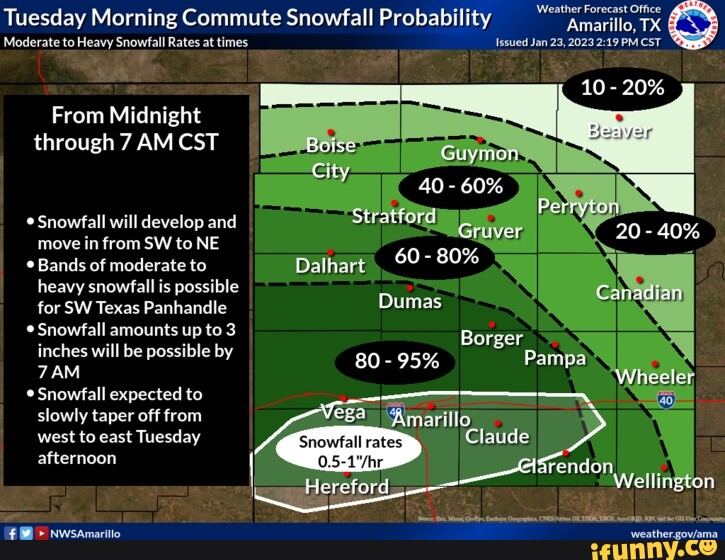 Tuesday Morning Commute Snowfall Probability Tx Moderate to Heavy ...