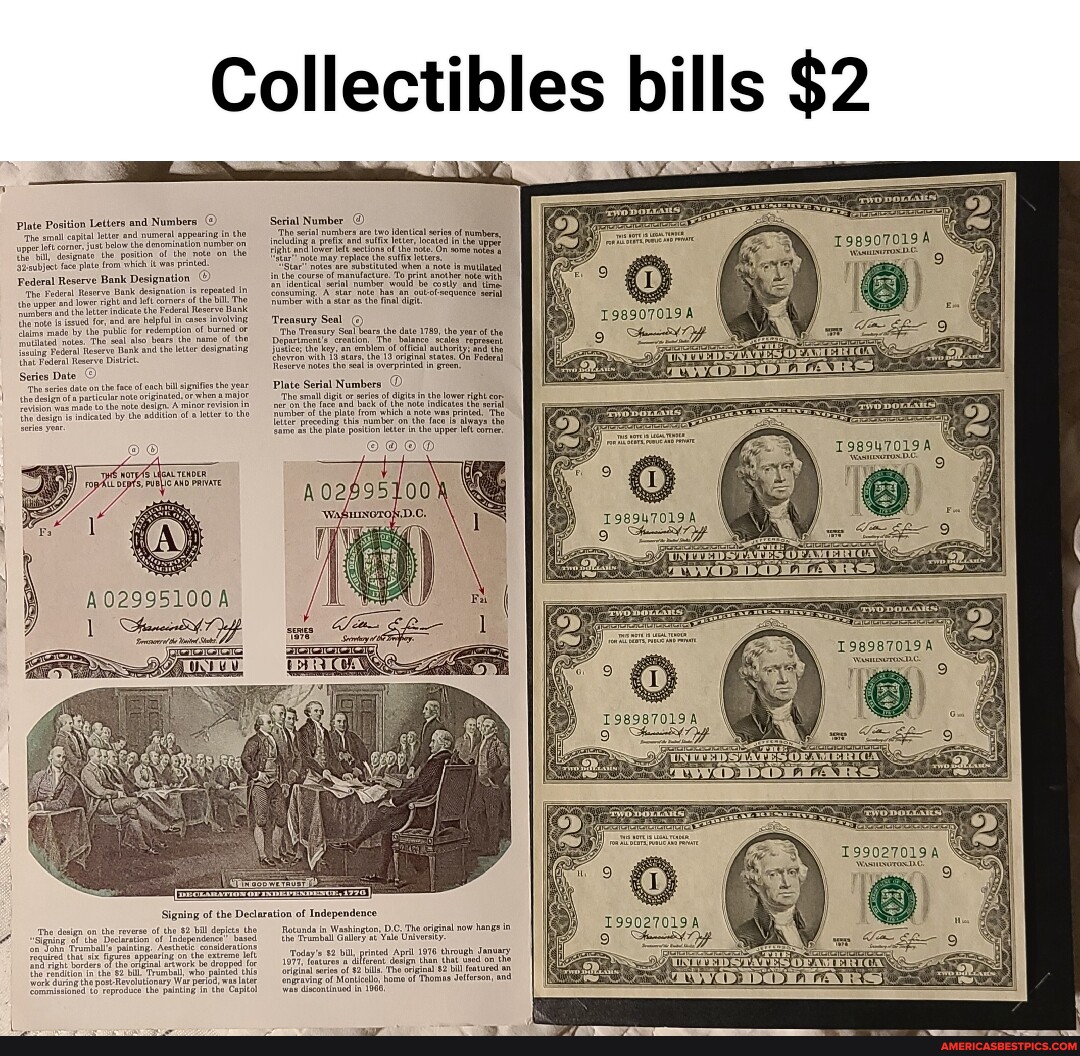 Collectibles bills $2 Plate Position Letters and Numbers 'The small ...