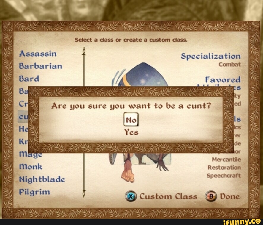 Select a class or create a custom class. Assassin Specialization Barbarian Favored Mercantile ...